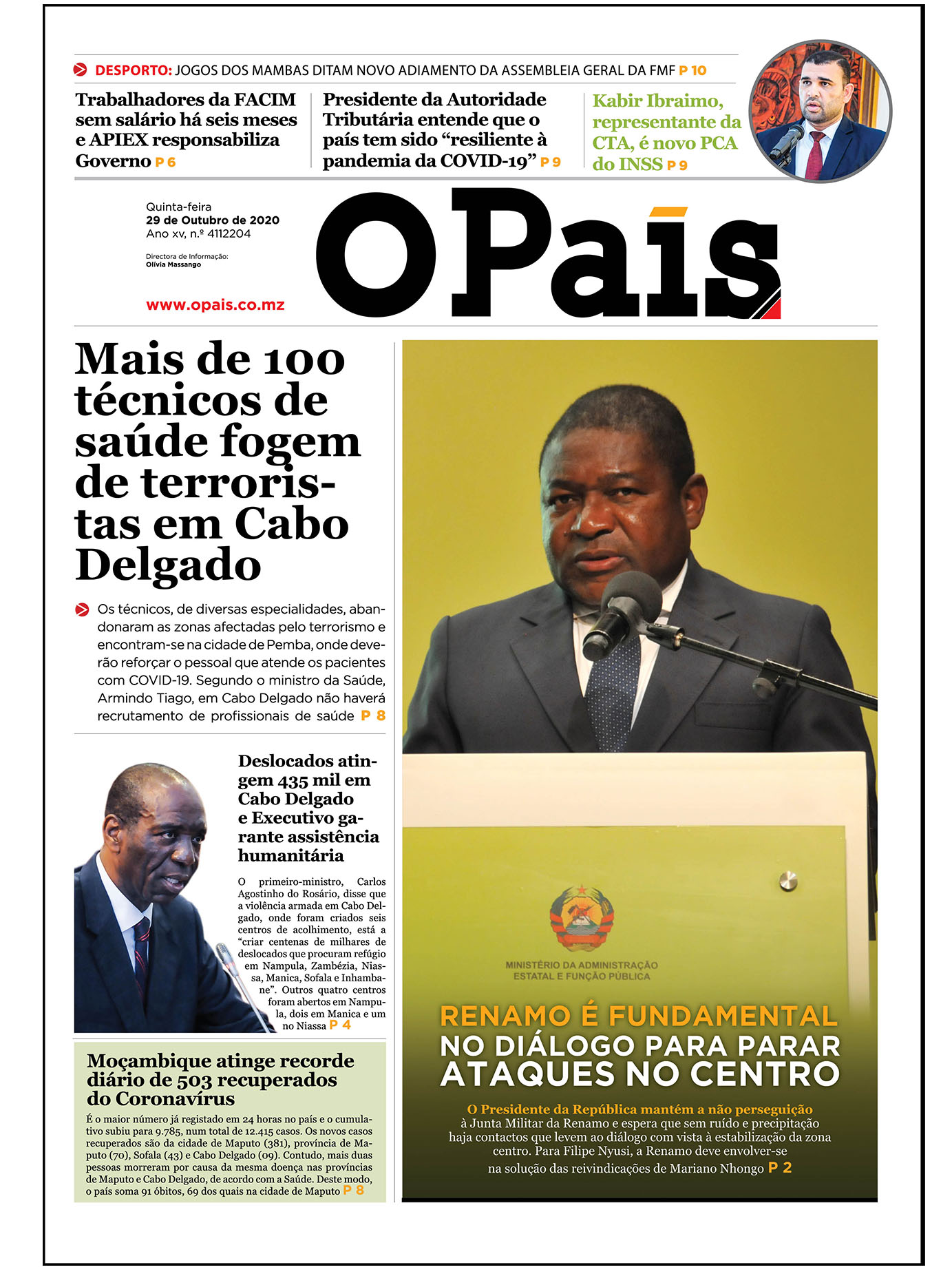 CAPA-29.10.2020 - O País - A verdade como notícia
